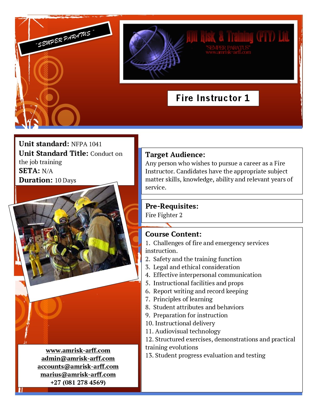 GENERAL FIRE FIGHTING – AM RISK AND TRAINING