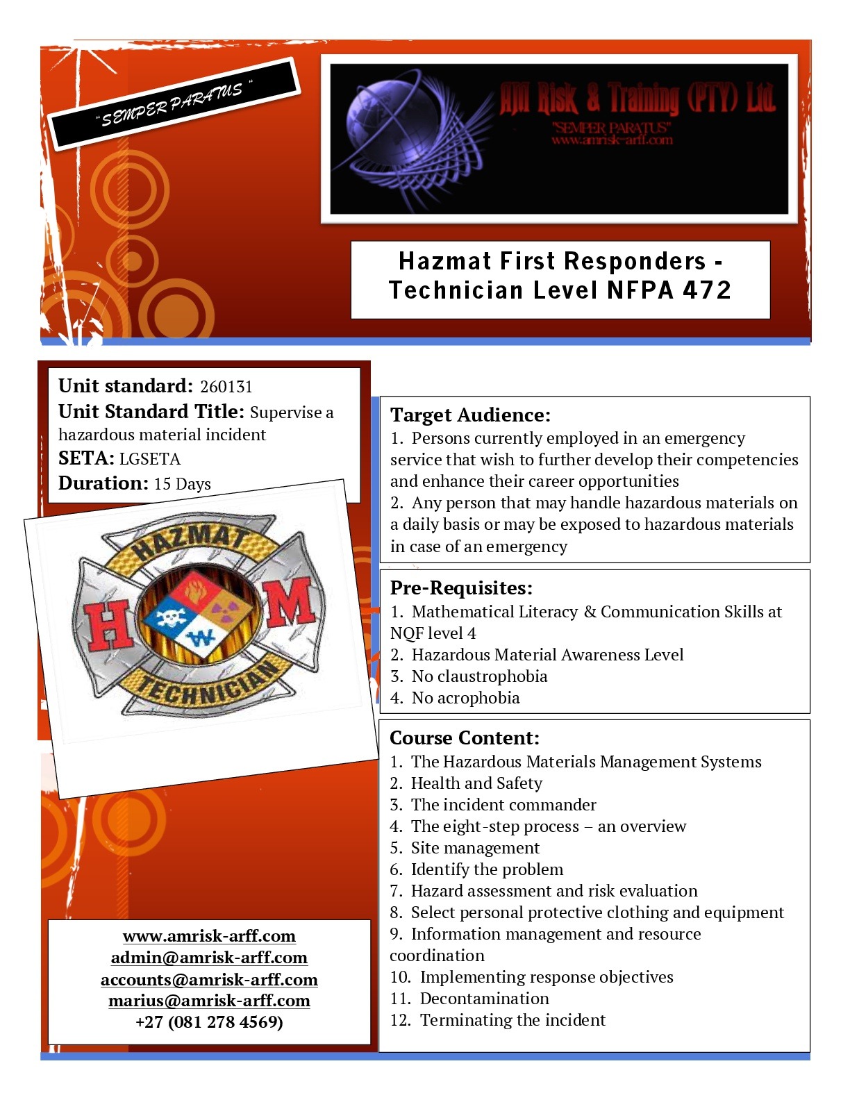 HAZMAT TRAINING - AM Risk & Training