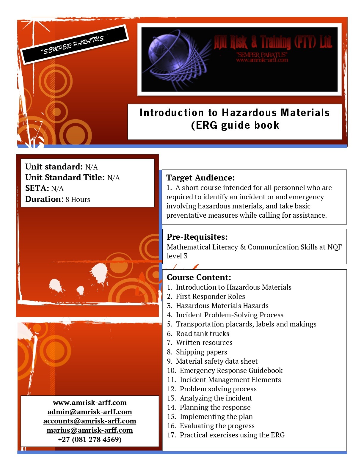 HAZMAT TRAINING – AM RISK AND TRAINING