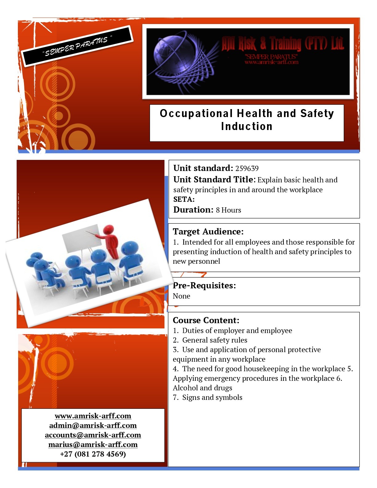 SAFETY TRAINING – AM RISK AND TRAINING